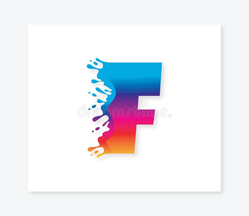 F Alphabet Colorful Painting Logo Design Concept Stock Vector ...