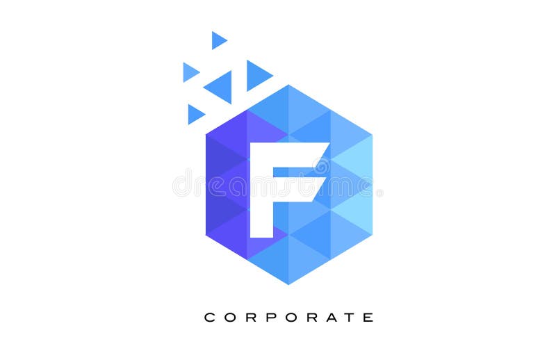 F Blue Hexagonal Letter Logo Design with Mosaic Pattern. Stock ...