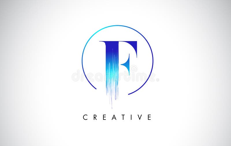 F Brush Stroke Letter Logo Design. Blue Paint Logo Leters Icon Stock ...