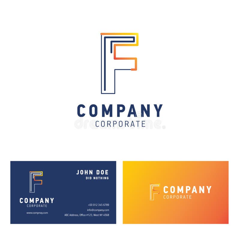 F Company Logo Design with Visiting Card Vector Stock Vector ...