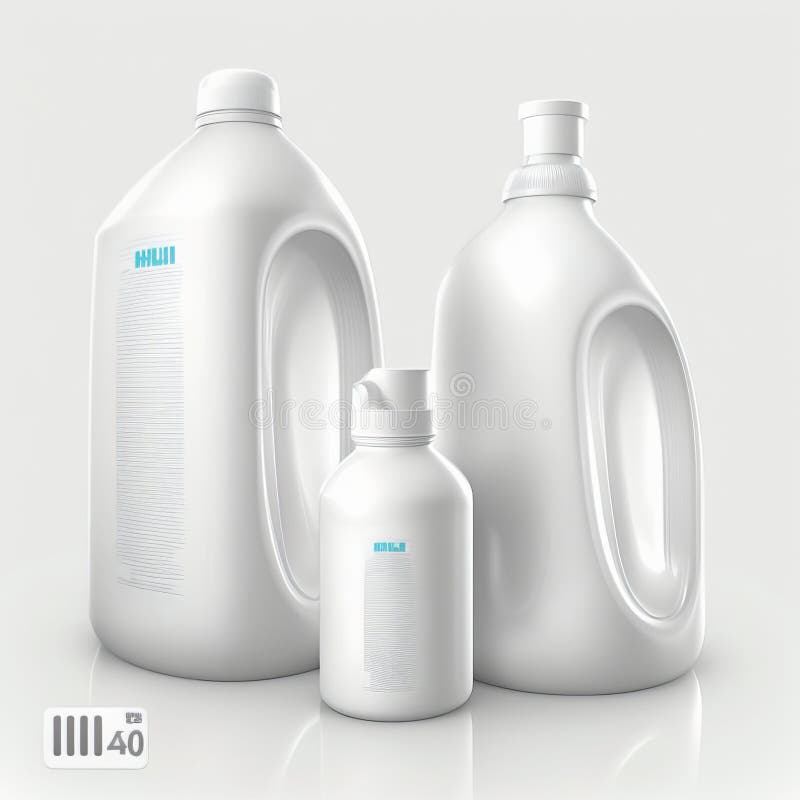 F Detergent Plastic Bottles with Chemical Cleaning Product on White ...