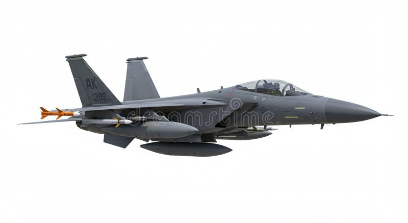 F-15 Eagle Fighter Jet in Flight, Featuring a Dark Gray Color Scheme ...