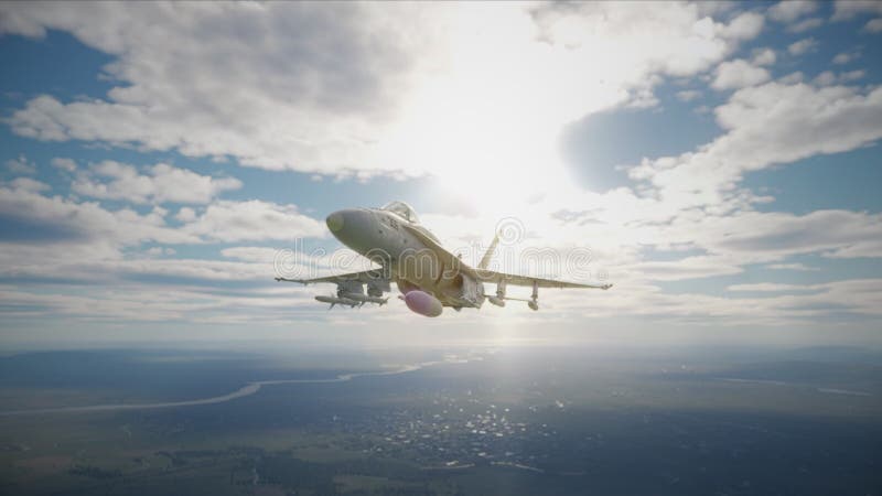 F-18 Fighter Jet Flying Armed with Missiles. Computer Animation Stock ...
