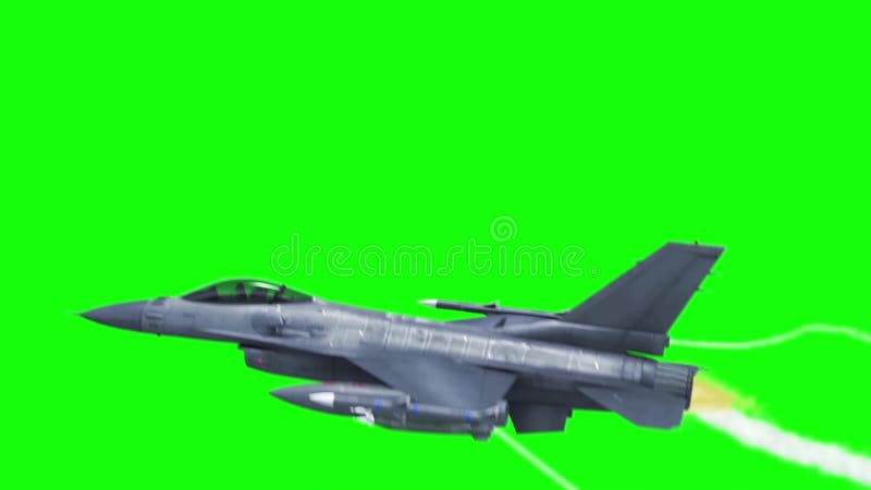 F-16 Fighting Aircraft Jet Green Screen Top 3D Rendering Background ...