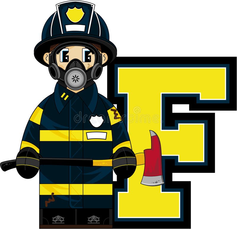 F is for Fireman stock vector. Illustration of fireman - 88407774