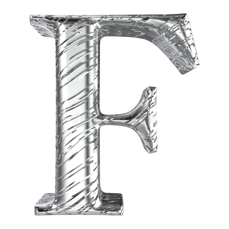 F Font Silver 3D with White Background Design Stock Photo ...