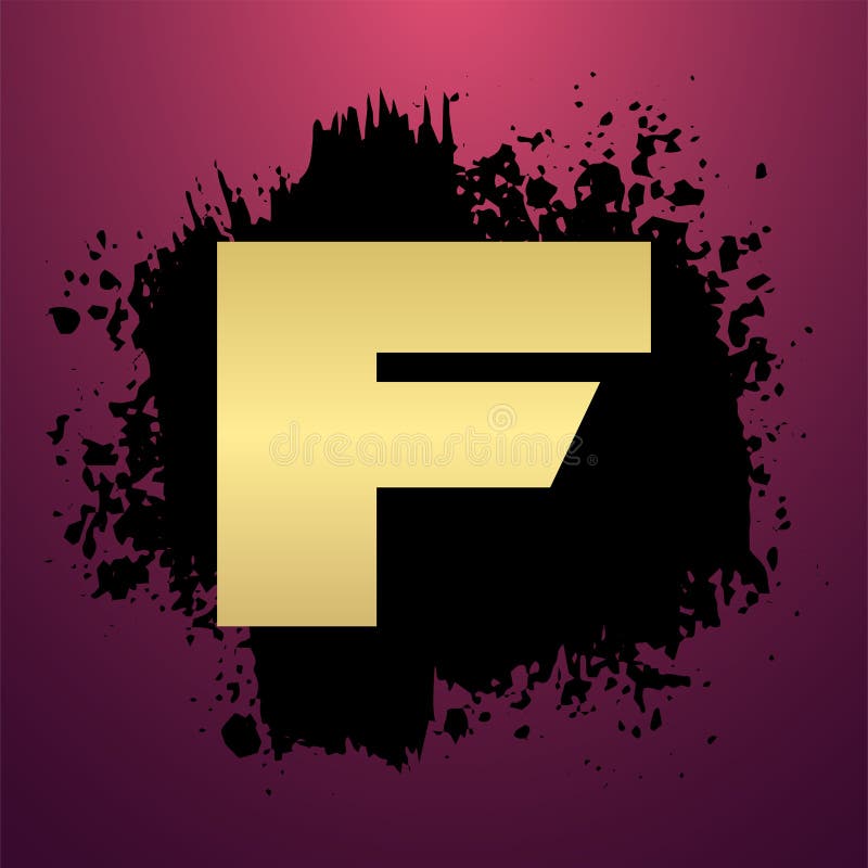 F Gold Letter Logo Design with Simple Style Stock Vector - Illustration ...