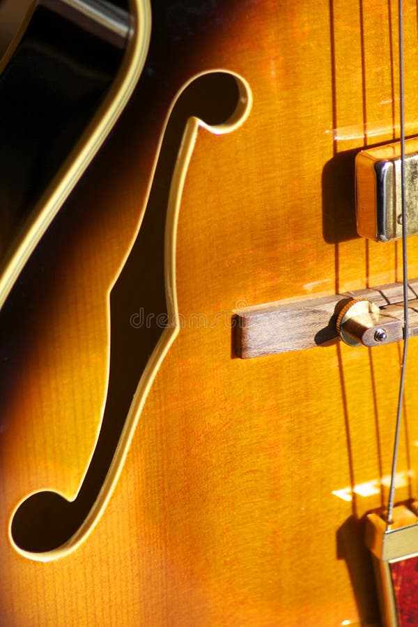 F hole on Jazz guitar stock image. Image of jazz, wood - 18146501