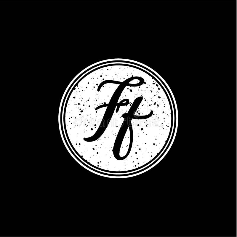 F F Initial Handwriting in Black and White Circle Frame Design Stock ...