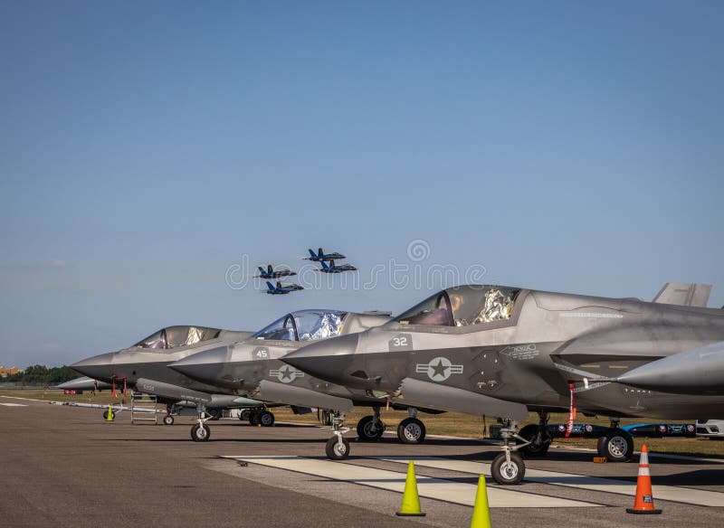 F-35 Jets and Blue Angels Formation Editorial Stock Image - Image of ...