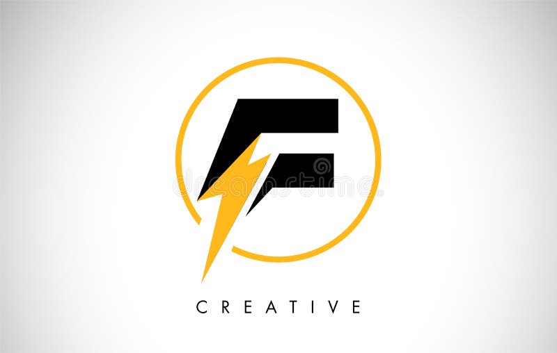 F Letter Logo Design with Lighting Thunder Bolt. Electric Bolt Letter ...