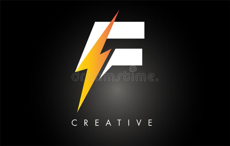 F Letter Logo Design with Lighting Thunder Bolt. Electric Bolt Letter ...