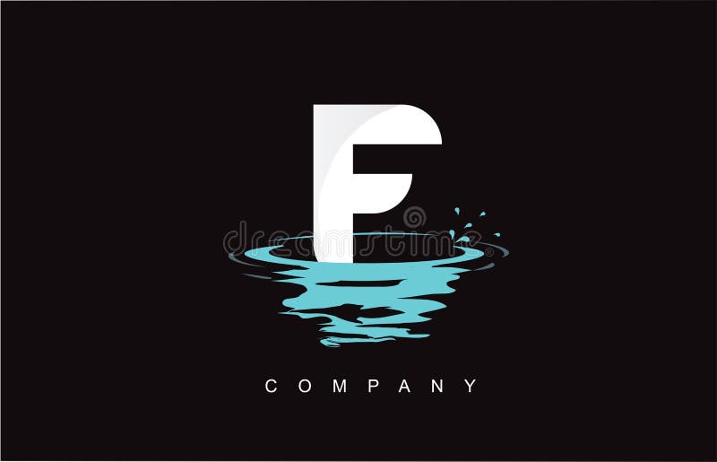 F Letter Logo Design with Water Splash Ripples Drops Reflection Stock ...