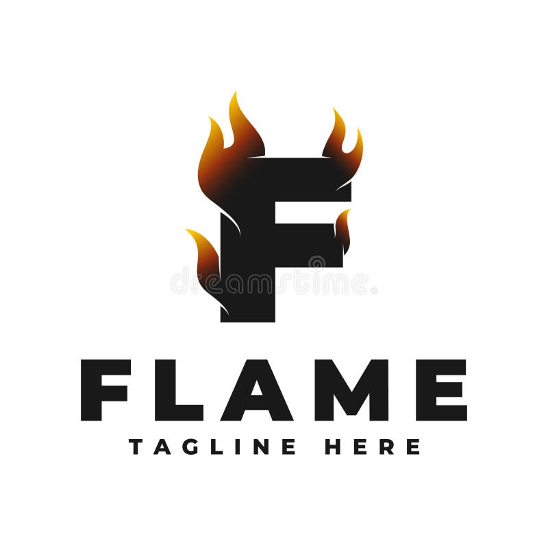 F Letter Logo, Fire Flames Logo with Burning Letter F Design Concept ...