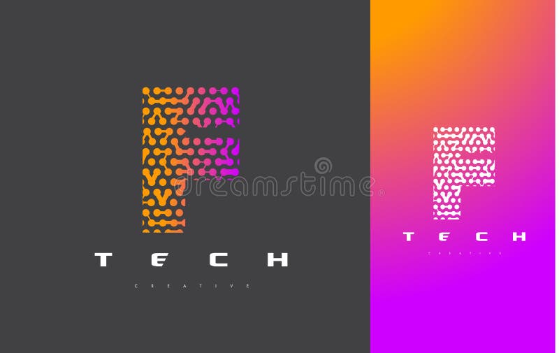 F Letter Logo Technology. Connected Dots Letter Design Vector. Stock ...