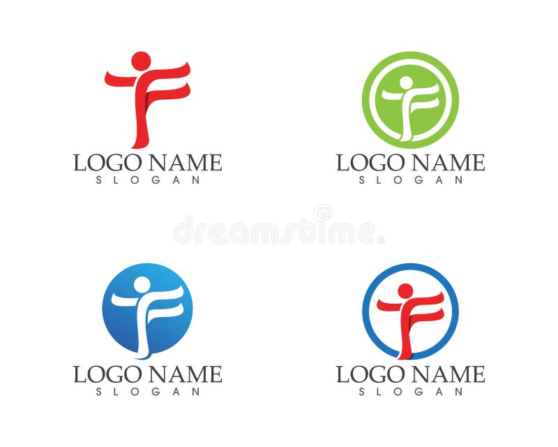 F Letter People Logo Design Vector Stock Illustration - Illustration of ...
