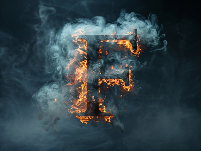 F Letter of Smoke Alphabet. Letter a Burning in Fire with Smoke Stock ...