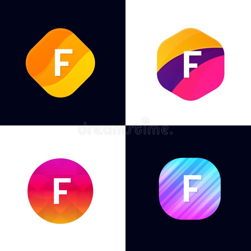 F Letter Vector Company Icon Signs Flat Symbols Logo Set Stock Vector ...