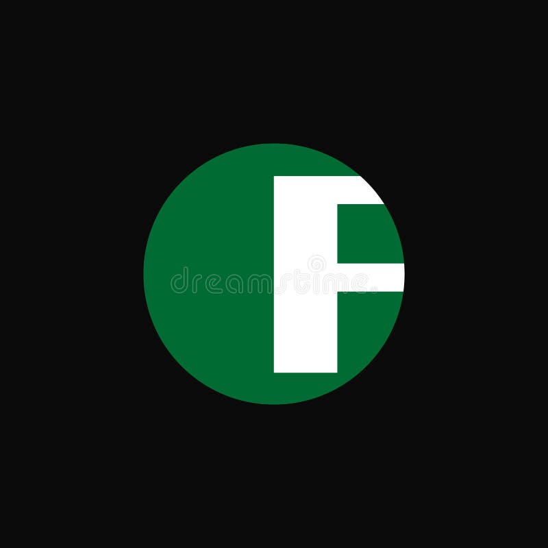 F Lettermark Iconic Round Logo Vector Illustration. White and Green ...