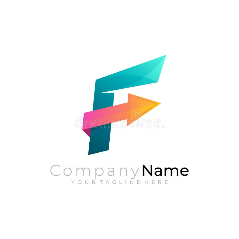 F Logo and Arrow Design Combination, Simple Design Template Stock ...