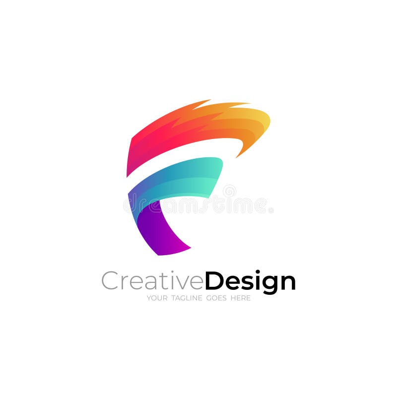 F Logo Colorful, Letter F Logo with 3d Style, Business Stock Vector ...
