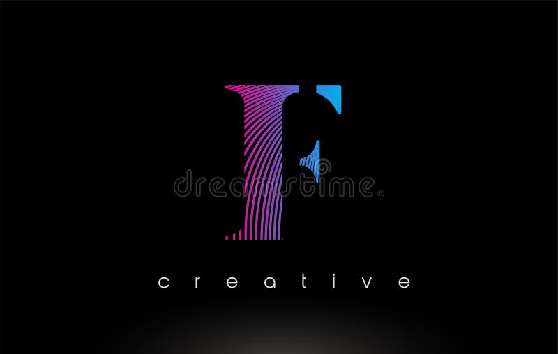 F Logo Design with Multiple Lines and Purple Blue Colors Stock Vector ...