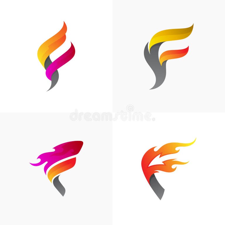 F Logo and Fire Design Combination, Danger Icons Stock Vector ...