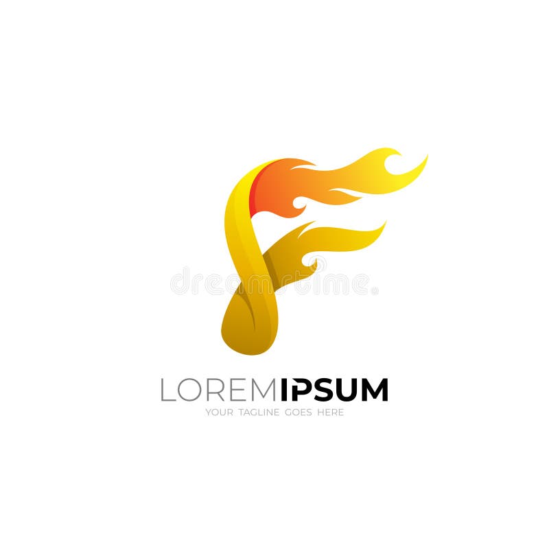 F Logo and Fire Design Combination, Flame Logos Stock Vector ...