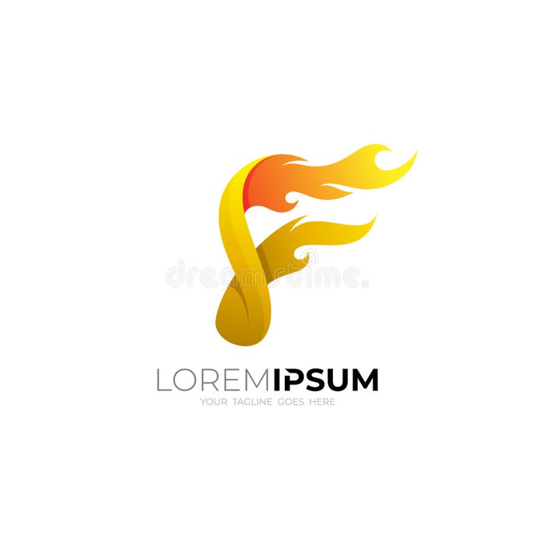 F Logo and Fire Design Combination, Flame Logos Stock Vector ...