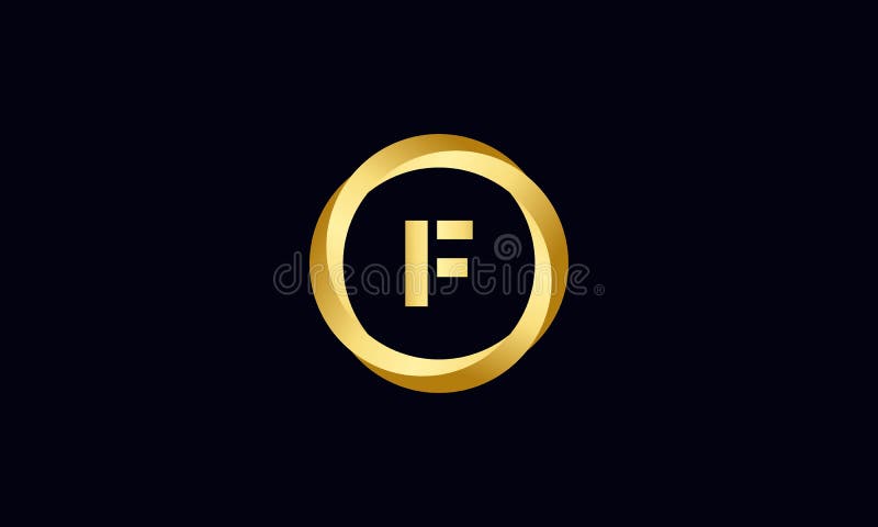 F Logo. F Monogram Logo Vector with Gold Circle Design Template for ...