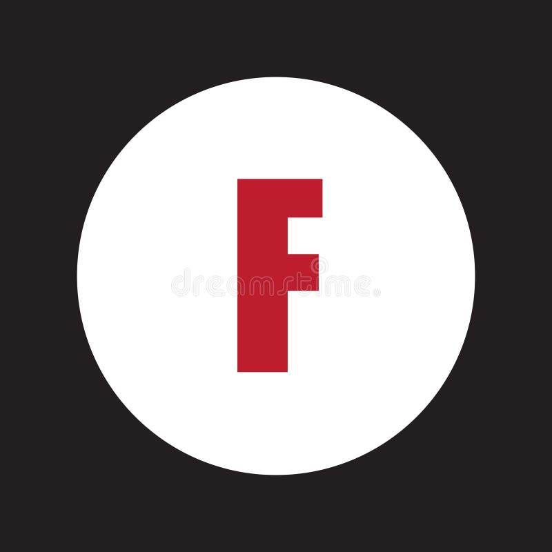 Letter F with Red Impact Font in White Circle Stock Vector ...