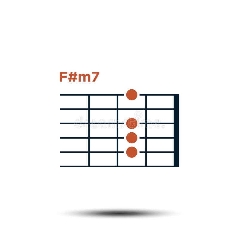 F#m7, Basic Guitar Chord Chart Icon Vector Template Stock Vector ...
