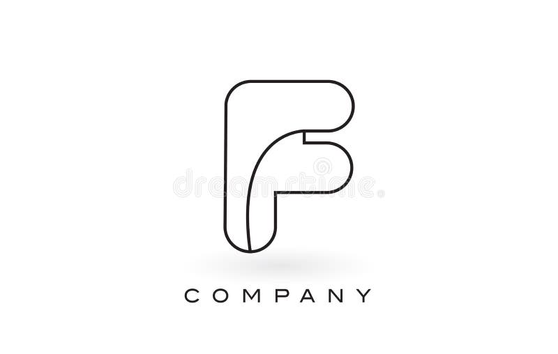 F Monogram Letter Logo with Thin Black Monogram Outline Contour. Stock ...