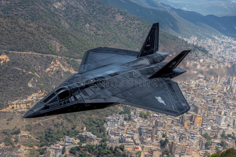 An F-117 Nighthawk Stealth Fighter in Flight, Sleek and Powerful ...