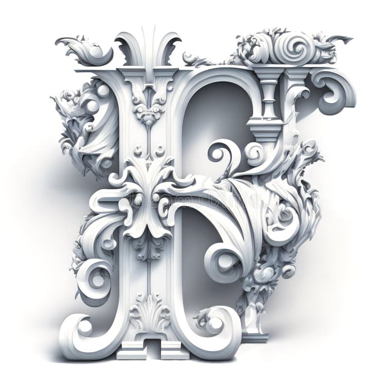 F Ornate Baroque Font 3d Illustration Stock Illustration - Illustration ...