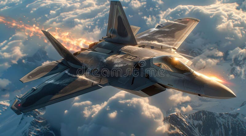 F-22 Raptor Soaring through the Clouds while Launching a Missile ...
