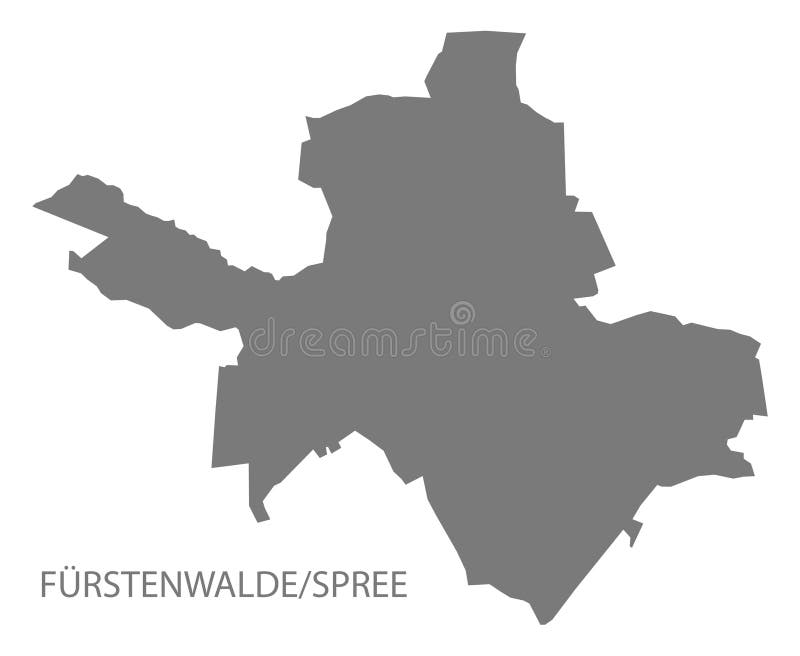 Fürstenwalde Spree City Map with Boroughs Grey Illustration Silhouette ...