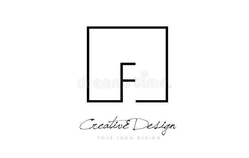 F Square Frame Letter Logo Design with Black and White Colors Stock ...