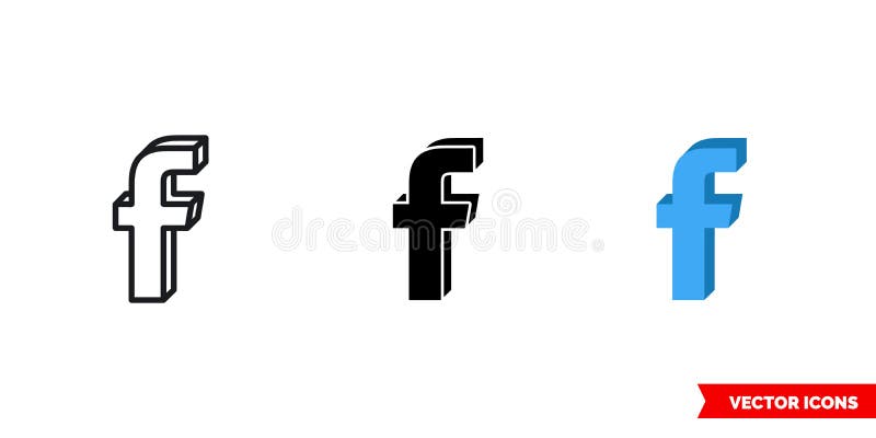 F Symbol Icon of 3 Types Color, Black and White, Outline. Isolated ...