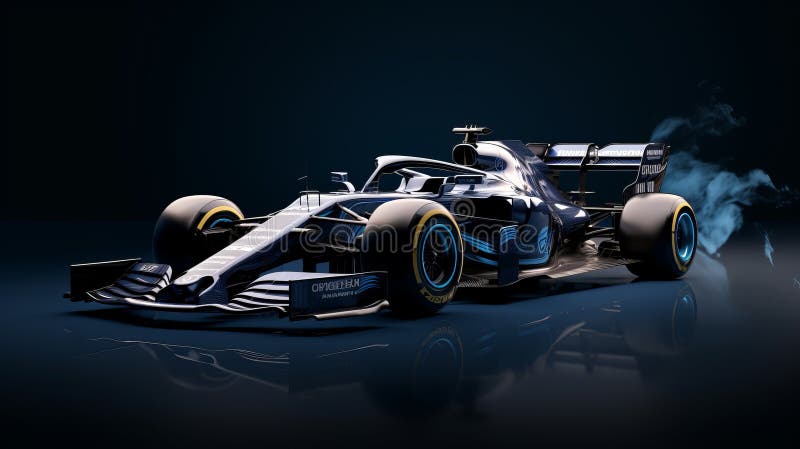2019 F1 Car: Blue Racing Car on Black Background Stock Illustration ...