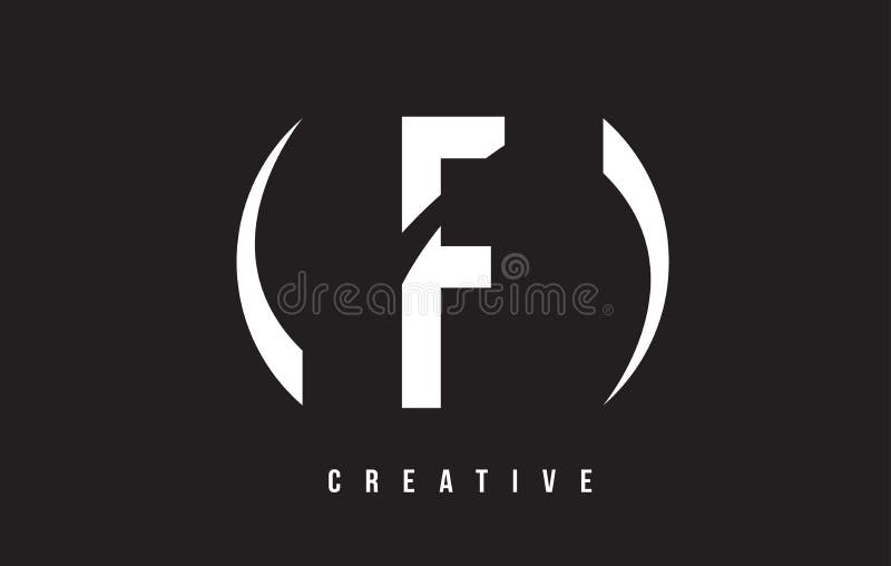 F White Letter Logo Design with Black Background. Stock Vector ...
