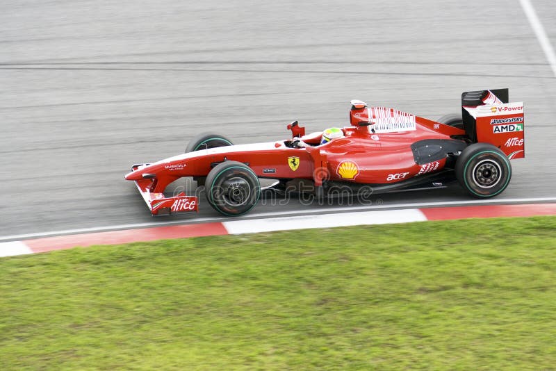 Felipe Massa Cornering a Ferrari F1 Car at Yas Marina Race Track Abu ...