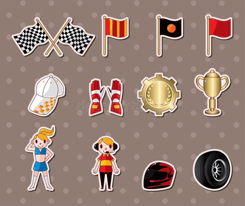 Cartoon F1 Car Racing Icon Set Stock Vector - Illustration of formula1 ...