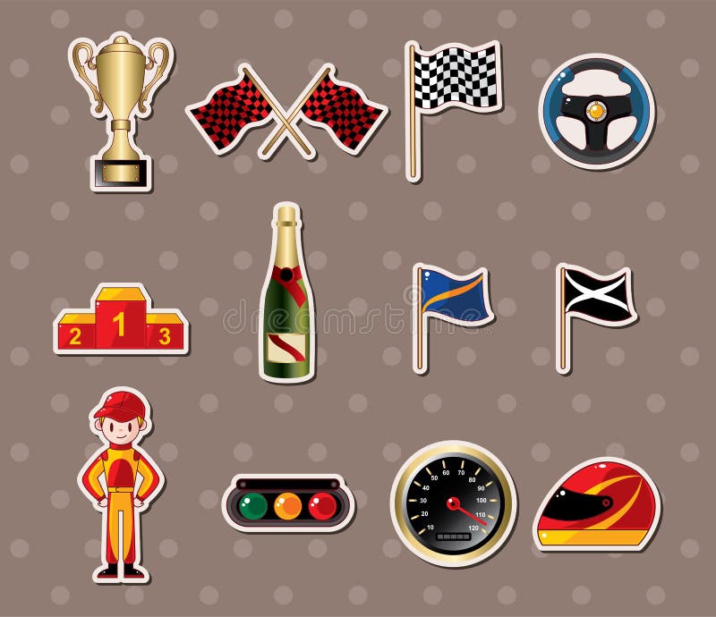 F1 rennende stickers vector illustratie. Illustration of pictogram ...