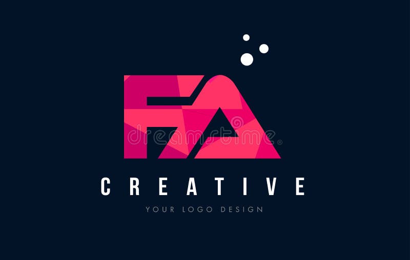 FA F a Letter Logo with Purple Low Poly Pink Triangles Concept Stock ...