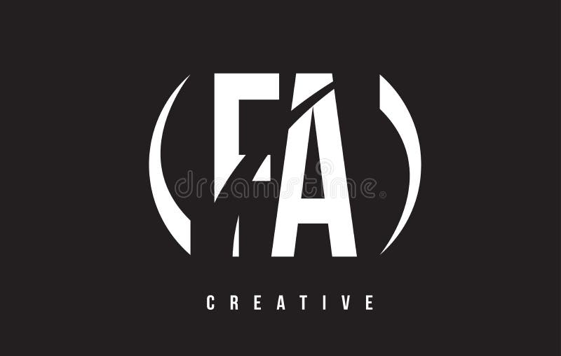 FA F a White Letter Logo Design with Black Background. Stock Vector ...
