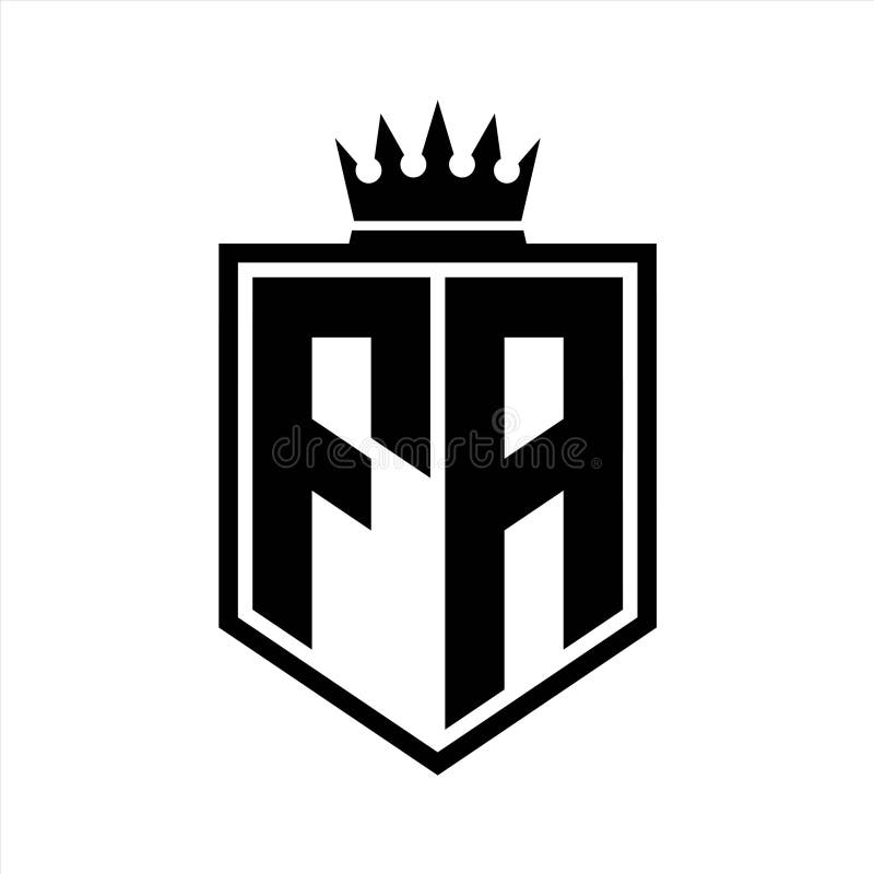FA Logo Monogram Bold Shield Geometric Shape with Crown Outline Black ...