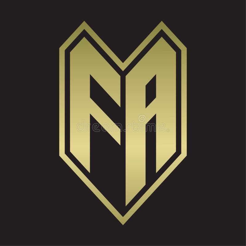 FA Logo Monogram with Emblem Line Style Isolated on Gold Colors Stock ...