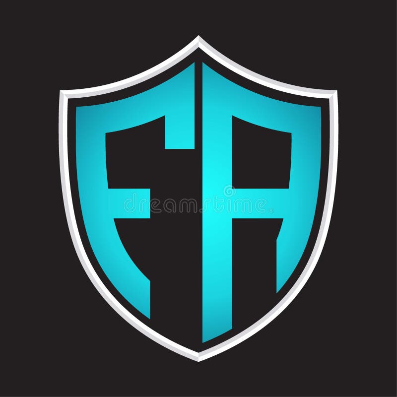 FA Logo Monogram with Shield Shape Isolated Blue Colors on Outline ...