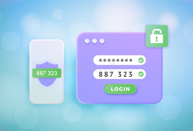 2fa 2 Step Authentication 3d Vector Concept Two Steps Verification Sms Code With Password For